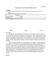 Extraction Of Caffeine From Tea Procedure And Results Course Hero