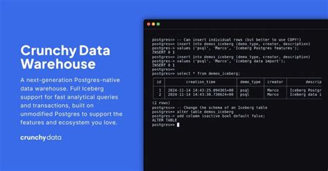 crunchy data on linkedin it s data warehousing but it s still