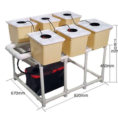 Six Dwc Hydroponic Bucket System 10litre Buckets With Pumps Mushroomtec