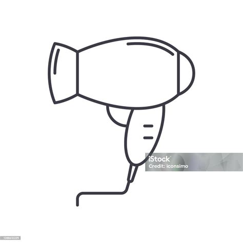 헤어 드라이어 개념 아이콘 선형 절연 일러스트레이션 얇은 선 벡터 웹 디자인 기호 흰색 배경에 편집 가능한 스트로크와 윤곽 개념 기호 개념에 대한 스톡 벡터 아트 및 기타