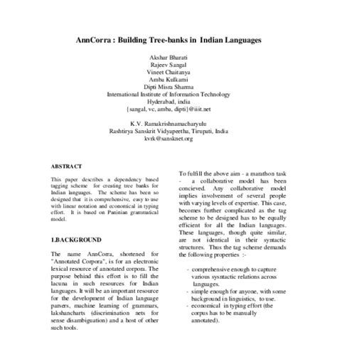 Anncorra Building Tree Banks In Indian Languages Acl Anthology