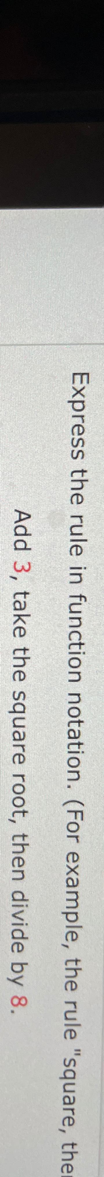 Solved Express The Rule In Function Notation For Example