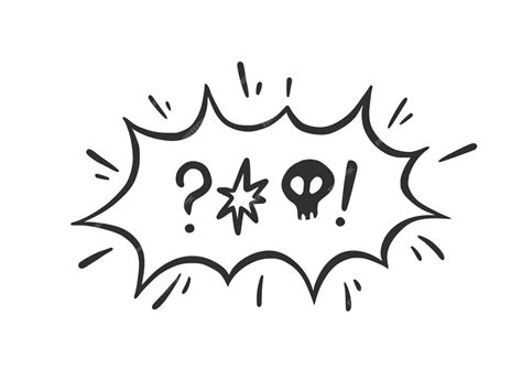 맹세 단어 연설 거품 욕 무례한 화난 나쁜 부정적인 표현에 대한 욕 손으로 그린 낙서 스케치 스타일 벡터 일러스트 레이 션 흰색 배경에 고립입니다 프리미엄 벡터