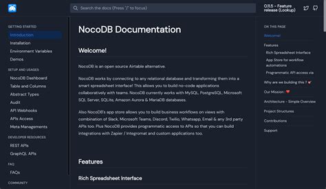 Nocodb Api Developer Docs Apis Sdks And Auth Api Tracker