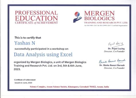 finished data analytics workshop with excel yashas n posted on the