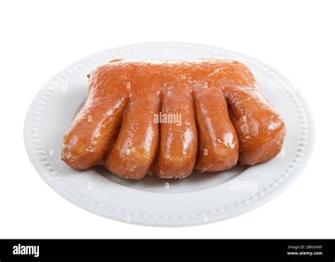 One Bear Claw Donut On A Fancy Off White Porcelain Plate Isolated On White A Yeast Donut