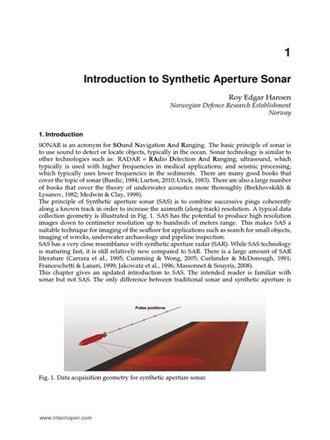 Introduction To Synthetic Aperture Sonar Pdf Pdf Sonar Angular Resolution