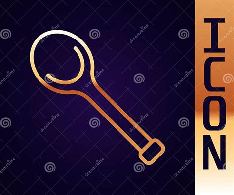 Gold Line Sauna Ladle Icon Isolated On Black Background Vector Stock