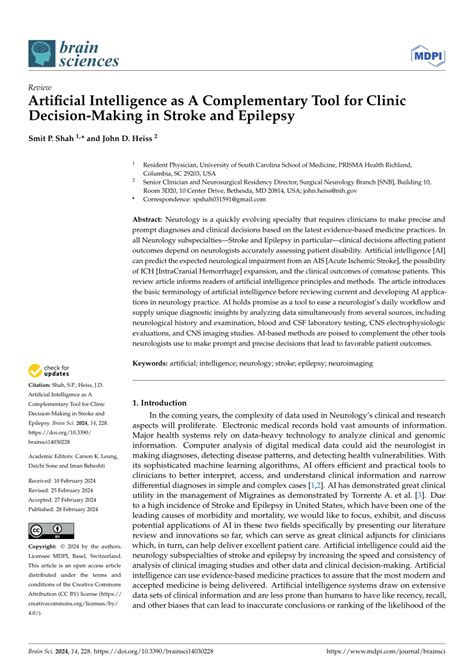 Pdf Artificial Intelligence As A Complementary Tool For Clinic Decision Making In Stroke And