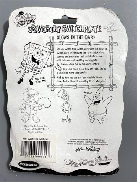 Nickelodeon Spongebob Light Switch Plate Cover Glow In The Dark Ceramic 3938892517