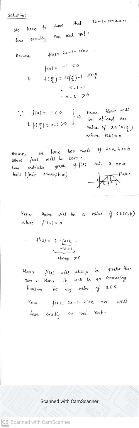 [solved] show that the equation has exactly one real root using mean