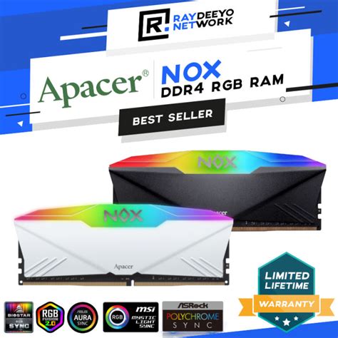 Apacer Nox Rgb Ddr4 3200mhz Gaming Ram Blackwhite Aluminum Heatsink