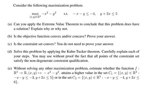 Solved Consider The Following Maximization Problem