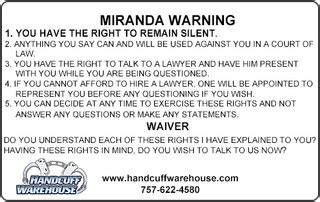 Miranda Warning Card English And Spanish