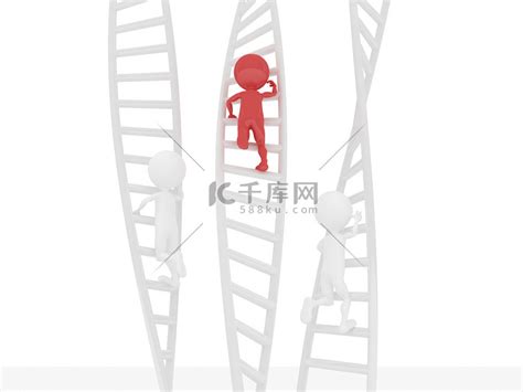 D人们使用梯子攀爬高清摄影大图 千库网