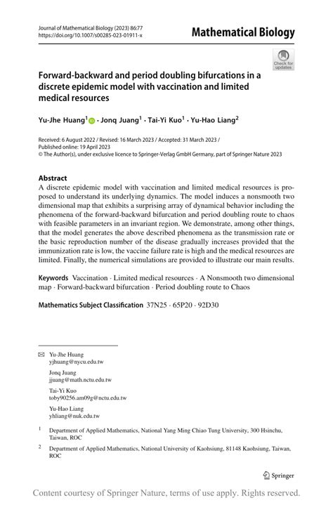 Forward Backward And Period Doubling Bifurcations In A Discrete Epidemic Model With Vaccination
