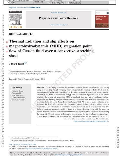 Pdf Thermal Radiation And Slip Effects On Magnetohydrodynamic Mhd