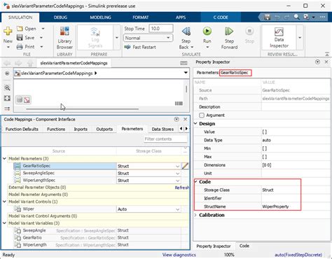 Configure Code Generation For Variant Parameters In Model Workspace