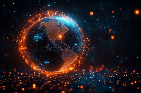 A Luminous Digital Globe Shows Networks Of Interconnected Lines Illustrating Global