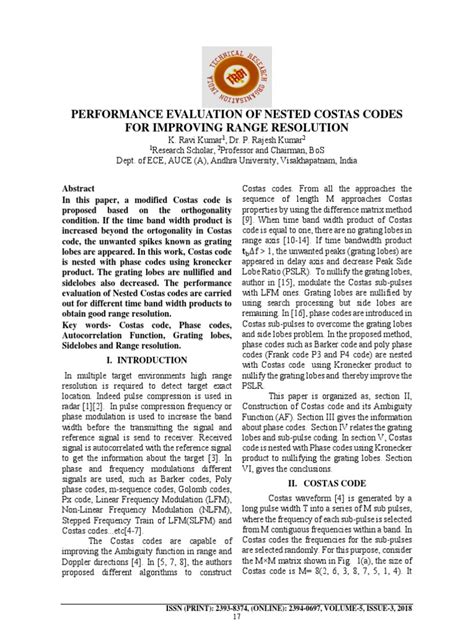 Performance Evaluation Of Nested Costas Codes Pdf