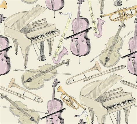 Premium Vector Hand Drawn Seamless Pattern Of Classical Musical