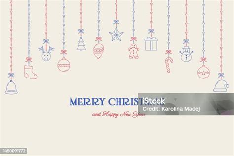 장식품이 있는 크리스마스 배경 소원과 함께 크리스마스 아이콘을 매달아 라 벡터 갈란드 장식품에 대한 스톡 벡터 아트 및 기타 이미지 갈란드 장식품 계절 고리 세공