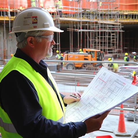 Free Engineer Reviewing Plans Image Engineer Construction Blueprint