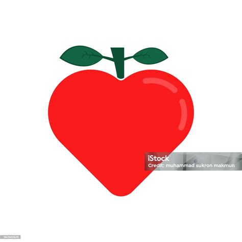 잎 로고가 있는 간단한 빨간 하트 플랫 미니멀 카툰 스타일 트렌드 현대 미술 그래픽 디자인은 흰색 배경에 분리되어 있다 어린이