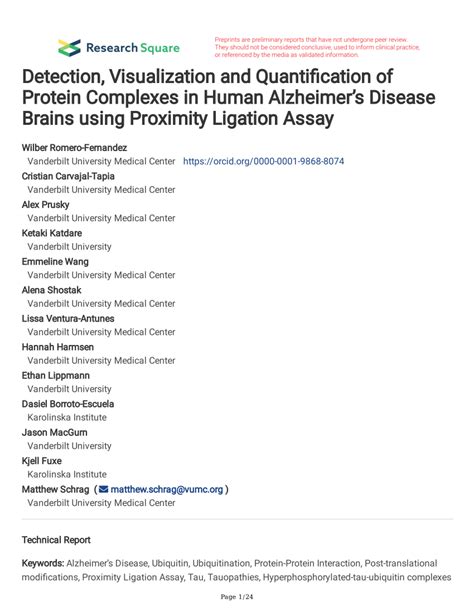 Pdf Detection Visualization And Quantification Of Protein Complexes In Human Alzheimers