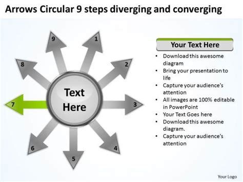 Steps Diverging And Converging Relative Circular Flow Arrow Network PowerPoint Templates