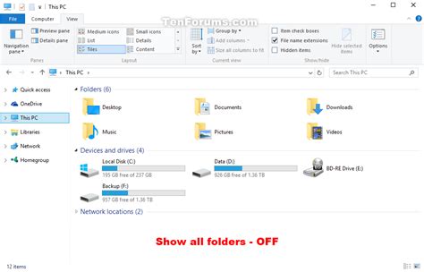 Turn On Or Off Show All Folders In Windows Navigation Pane Tutorials