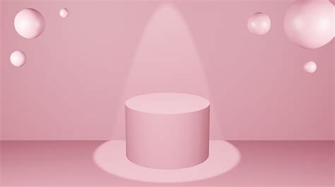 빔 빛과 구와 원 연단 핑크 파스텔 색상 3d 렌더링 그림입니다 제품 프리젠 테이션은 최소화 빈 기하학적 모양입니다 제품을 위한