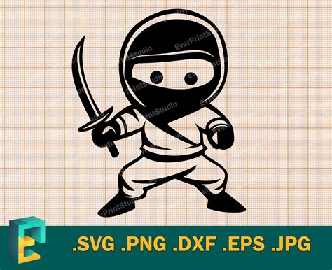 Cute Ninja Svg Cricut Silhouette Vector Artistic Design Etsy