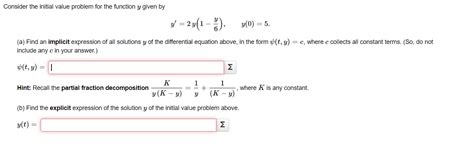 Solved Consider The Initial Value Problem For The Function Y Chegg