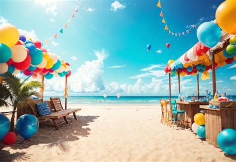 Summer beach party background with balloon decoration | Premium AI-generated image