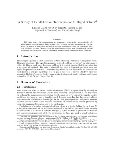 Parallel Algebraic Multigrid Survey Pdf Parallel Computing Matrix