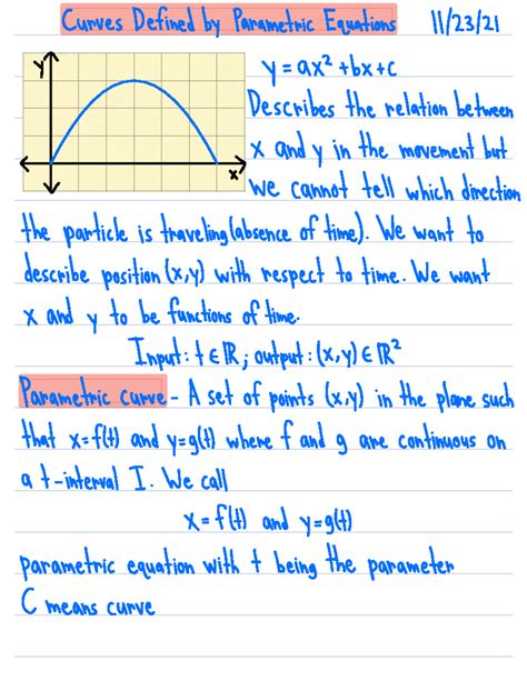 Curves Defined By Parametric Equations10 Curves Definedby Parametricequations 112321 Ya Y Ax