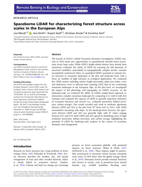 Pdf Spaceborne Lidar For Characterizing Forest Structure Across Scales In The European Alps
