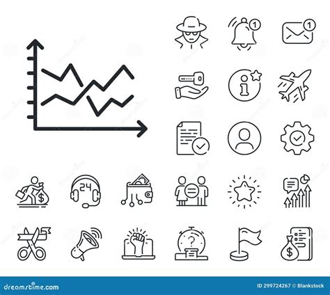 Diagram Chart Line Icon Presentation Graph Sign Salaryman Gender Equality And Alert Bell