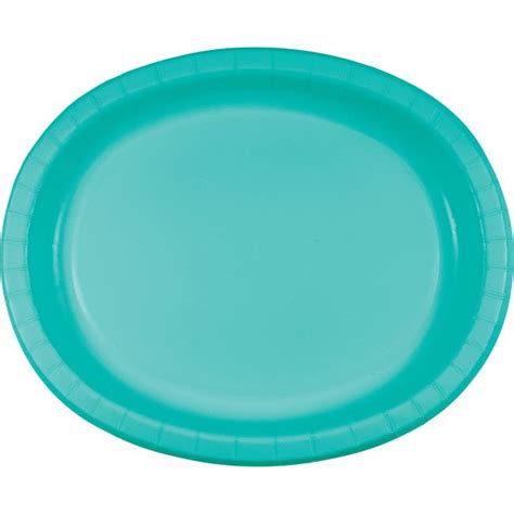 Teal Lagoon Sturdy Style 12 Inch Oval Paper Plates Party At Lewis