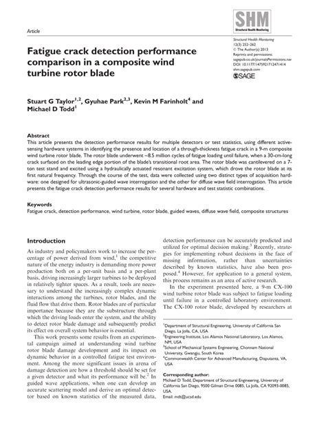 pdf fatigue crack detection performance comparison in a composite