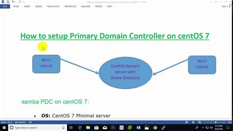 How To Configure Primary Domain Controller On Centos7 With Ad Youtube