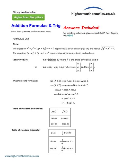 2023 Addition Formulae Trig 10 Pdf Elementary Mathematics Complex