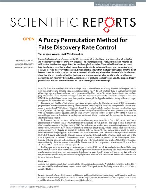 Pdf A Fuzzy Permutation Method For False Discovery Rate Control