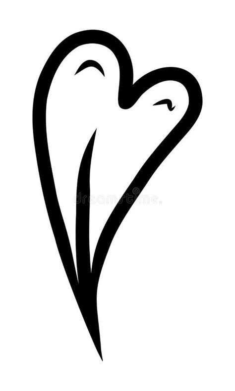 Isolated On A White Background Contour Drawing Of A Plant Leaf Stock