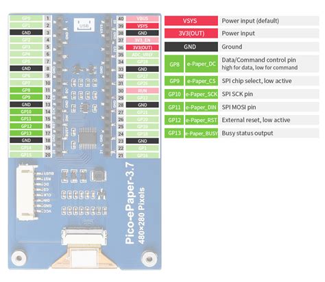 Module E Paper Pico 37 E Ink 480x280 For Raspberry Pi Pico Waveshare 20123 Kamami On Line