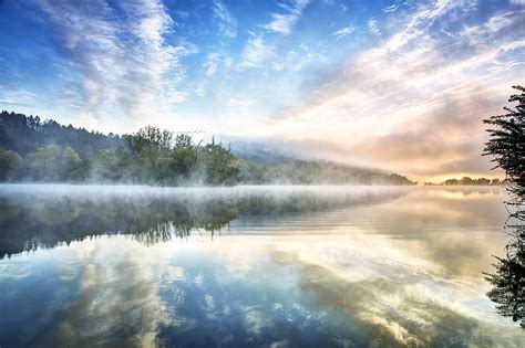 Landscape Fog Mood Sunrise Coloring Autumn Nature Village Pikist