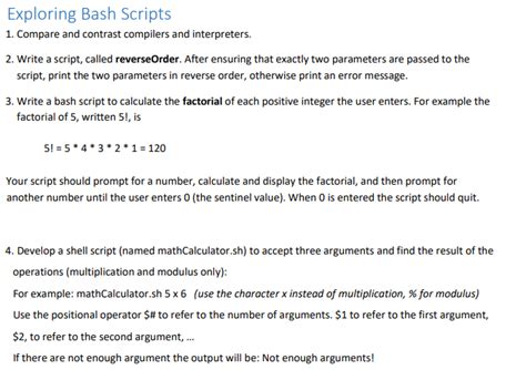solved exploring bash scripts 1 compare and contrast