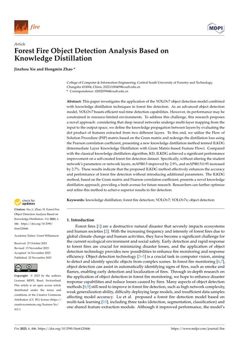 PDF Forest Fire Object Detection Analysis Based On Knowledge Distillation