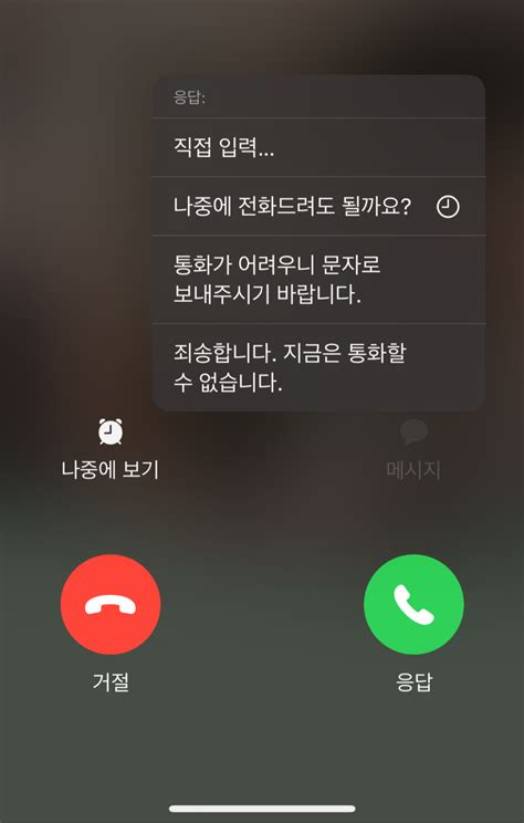 아이폰 전화거절 메시지 설정방법